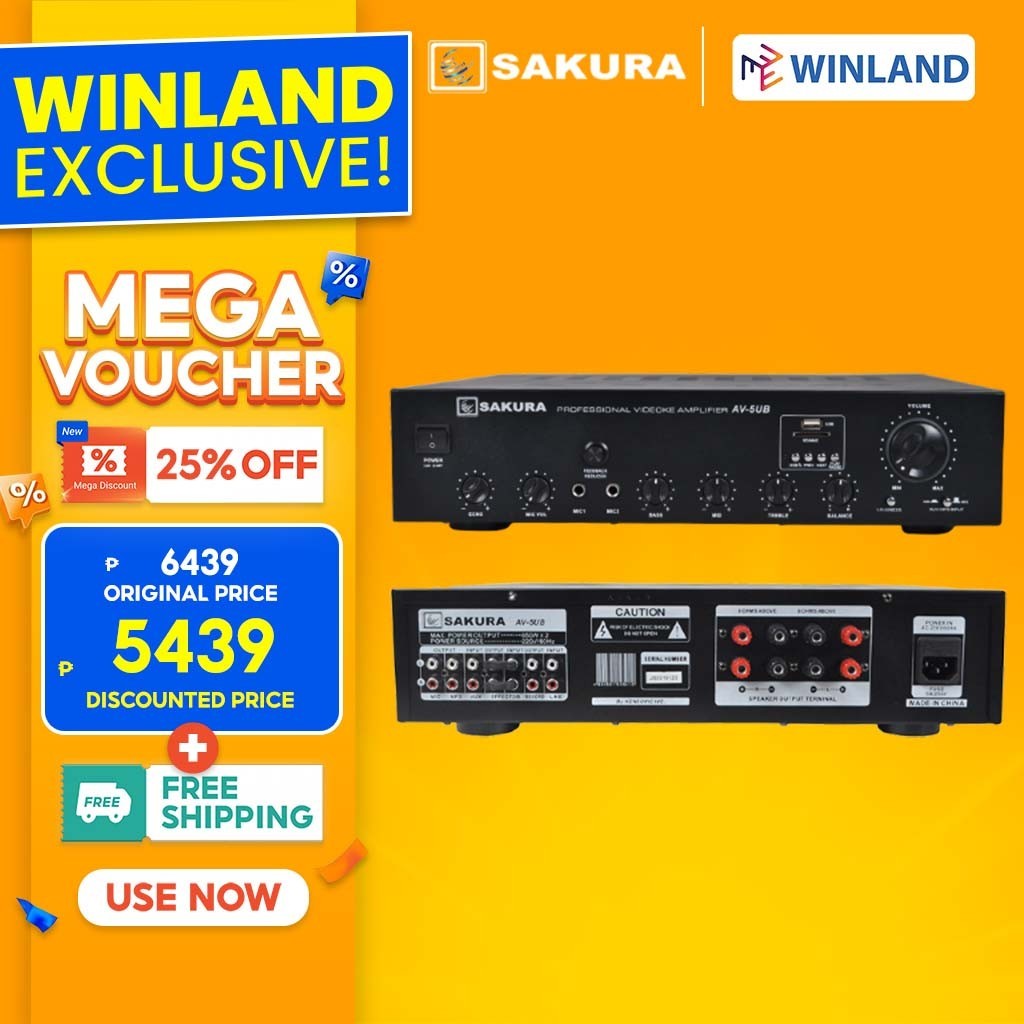 Sakura by Winland Professional Videoke Amplifier 650W x 2 / USB SD BT FM / AV-5UB | Shopee ...