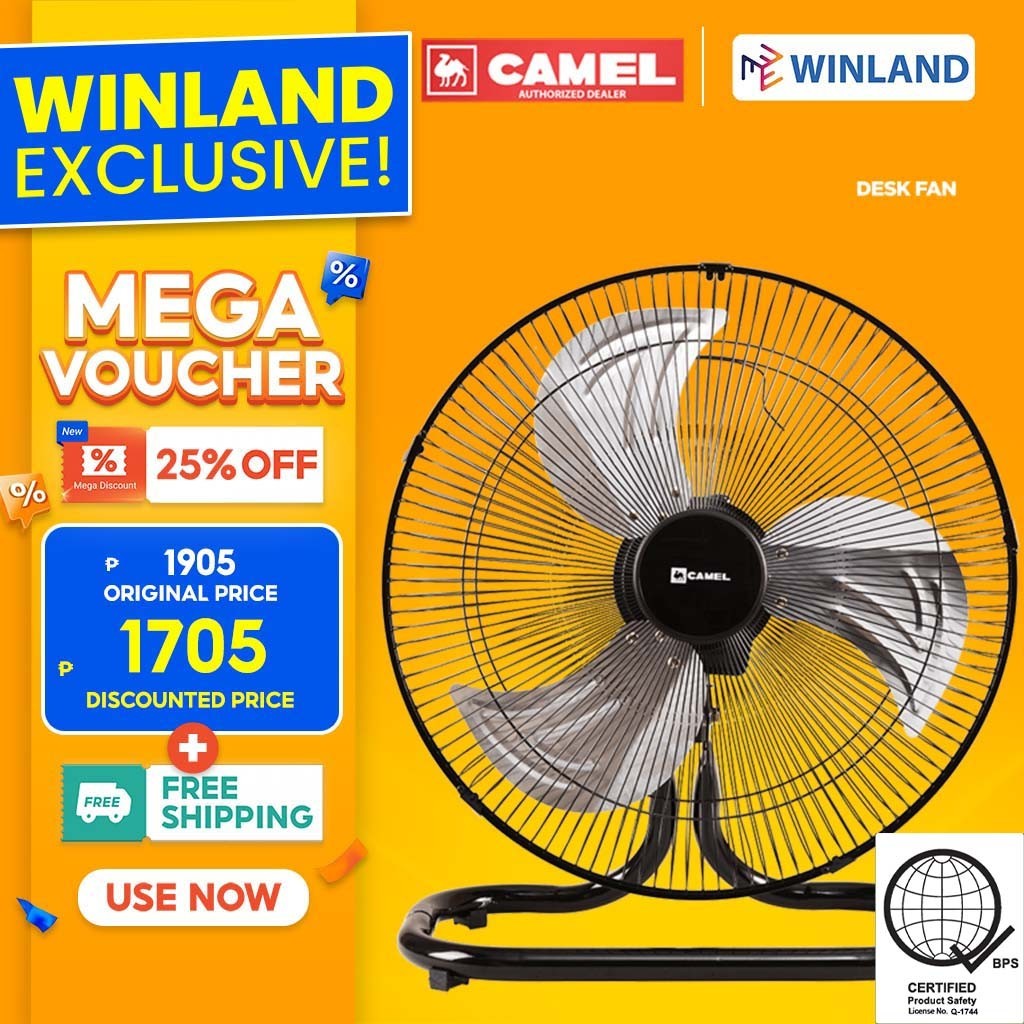 Camel by Winland 16 Inches 60W Industrial Floor Fan Desk Fan Electric ...