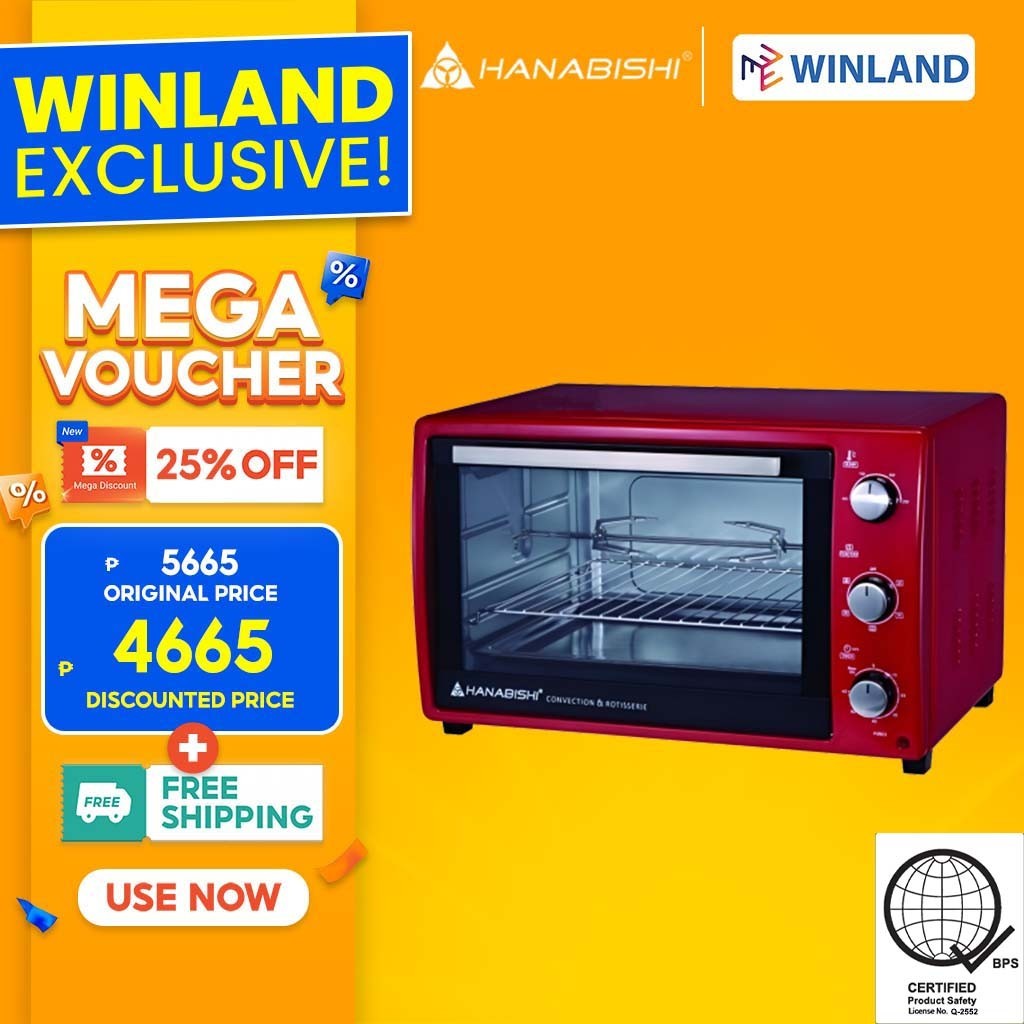 Hanabishi by Winland 48Liters Rotisserie / Convection Electric Oven Red ...