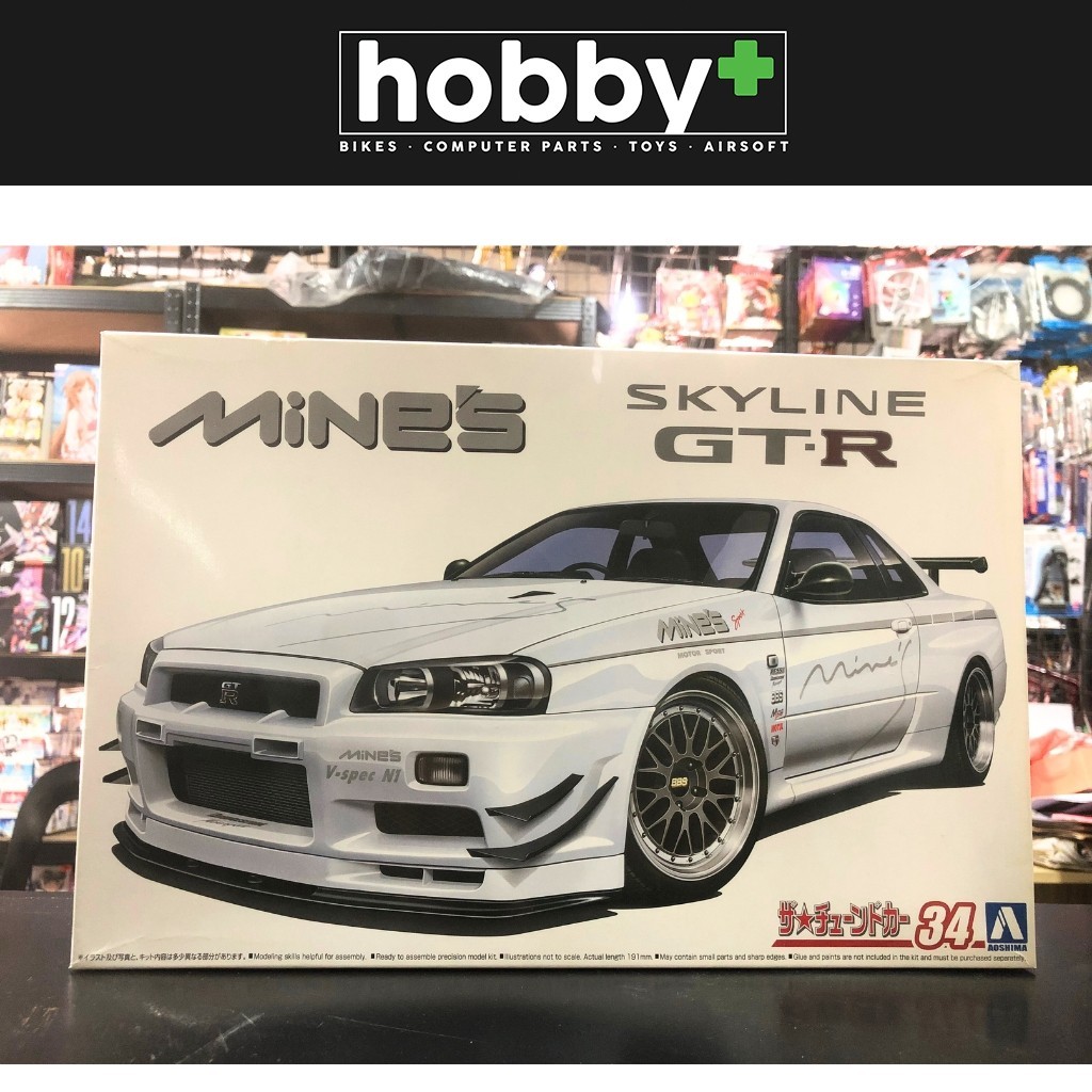 Aoshima Nissan (2002) Mine's BNR34 Skyline GT-R 1/24 Scale Model Kit ...