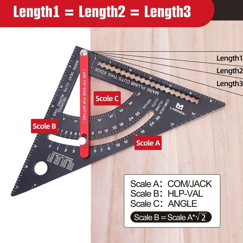 7 Inch Carpentry Triangle Ruler Adjustable Multi Function Carpenter ...