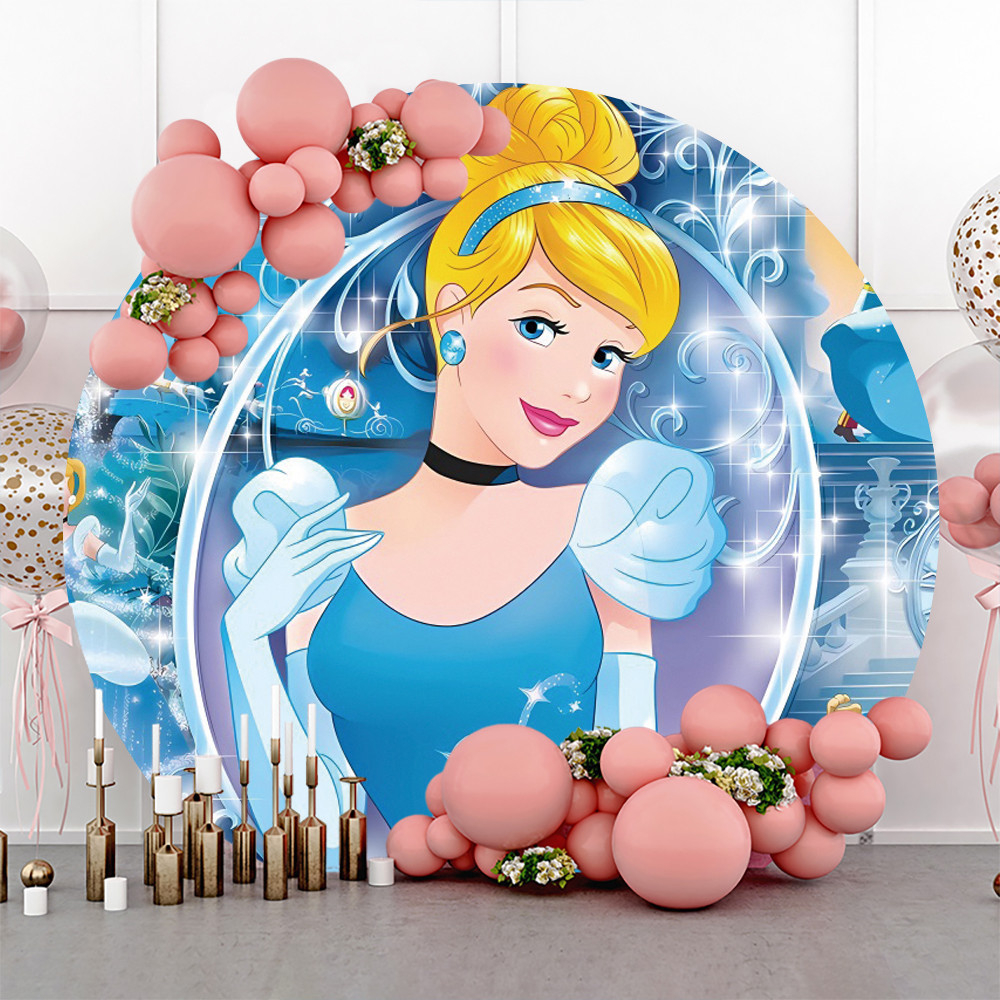 ♀Custom Princess Cinderella Round Backdrop Girls Birthday Party Decor ...