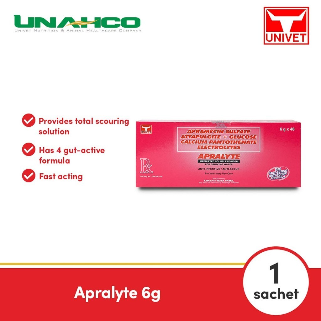 UNIVET Apralyte Anti-Scour Soluble Powder 6g - 1 sachet | Shopee ...