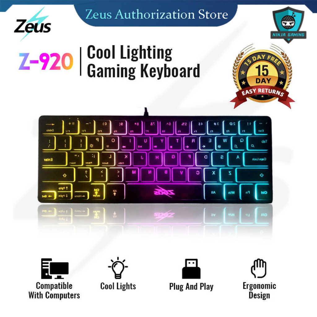 Ninja Gaming Cool RGB Gaming Keyboard - 64 Keys Keyboard/Keyboard ...