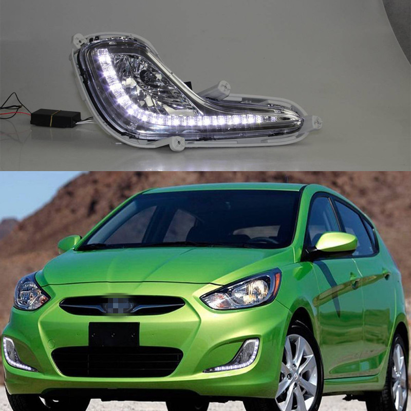 1 Set High quality LED DRL Daytime Running light lamp driving fog lamp for Hyundai i25 Accent$JA ...