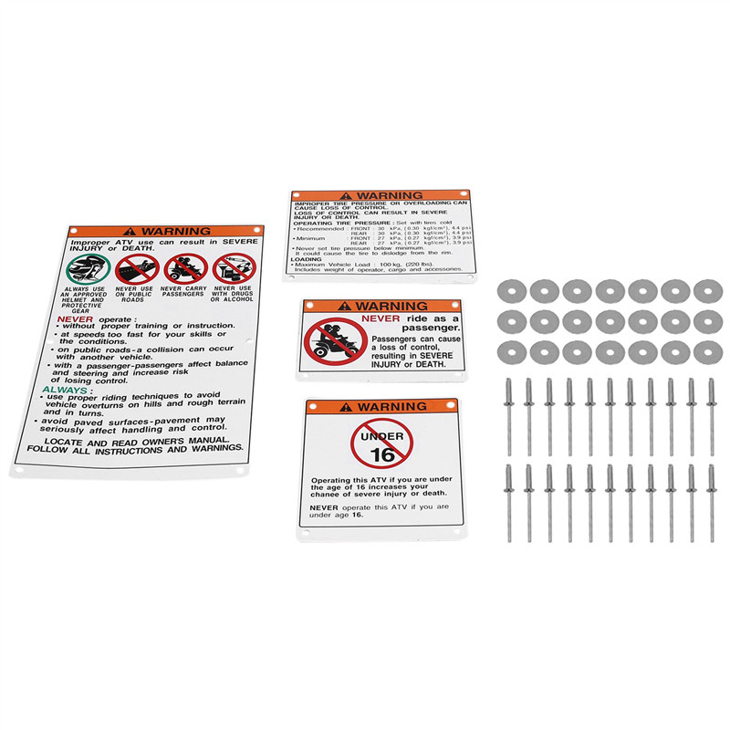 Motorcycle Stickers Yamaha ATV Warning Decals Stickers - Aluminum ...