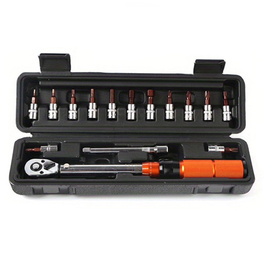 ☁15pcs Torque Wrench Set 1/4\" 5-25N.m Bike Torque Wrench Allen Key ...