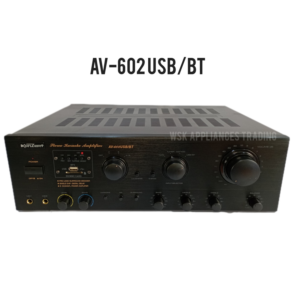 Konzrt Amplifier AV-602 USB/BT Professional Karaoke Stereo Mixing ...