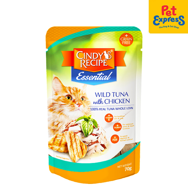 Cindy's Recipe Essential Wild Tuna with Chicken Wet Cat Food 70g (12 ...
