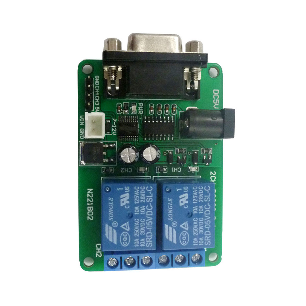 ☭DC 5V-12V 2 Channel RS232 Relay Module Remote Control Relay USB PC ...