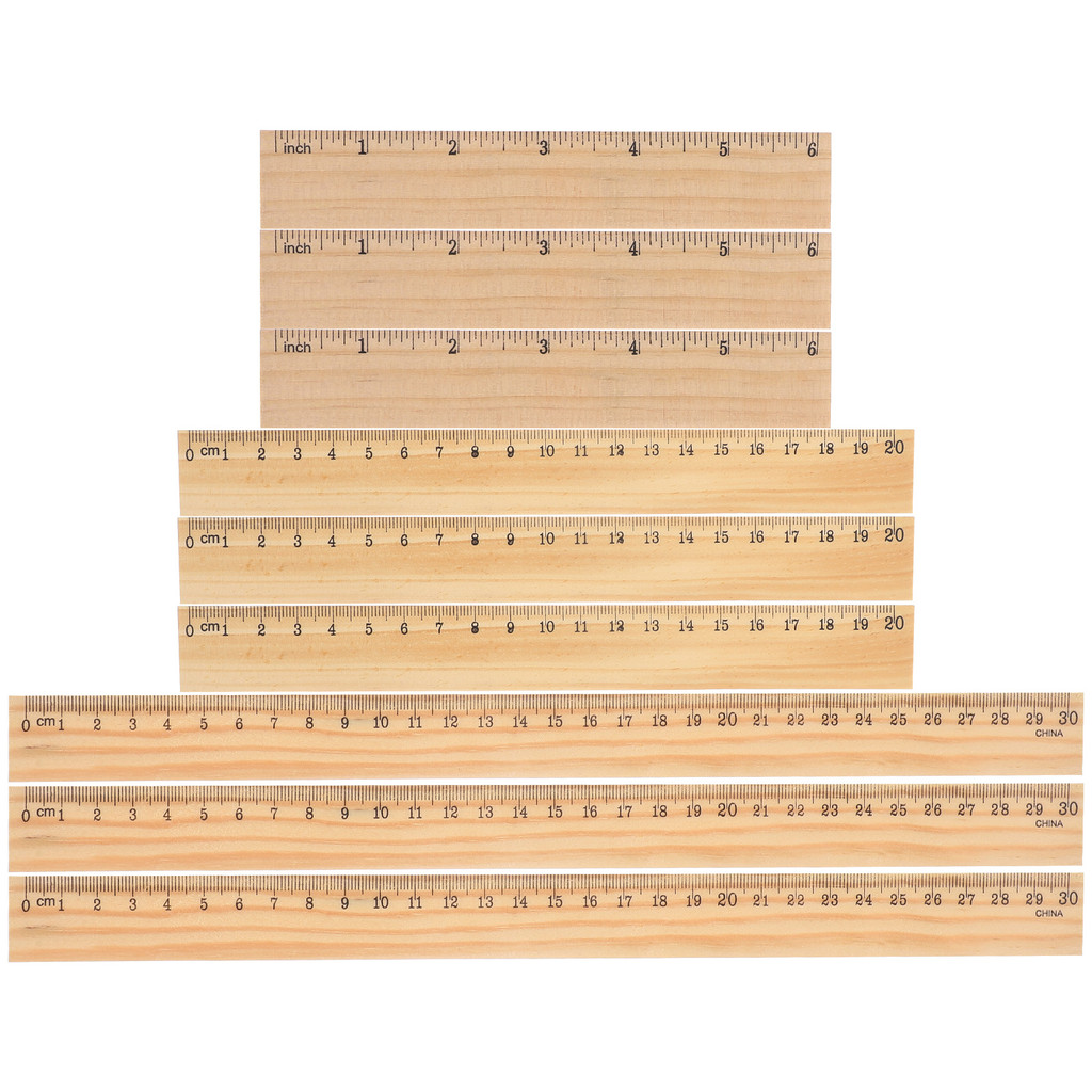 9 Pcs Wooden Ruler Double-sided Scale Rulers Bulk Learning Drawing ...