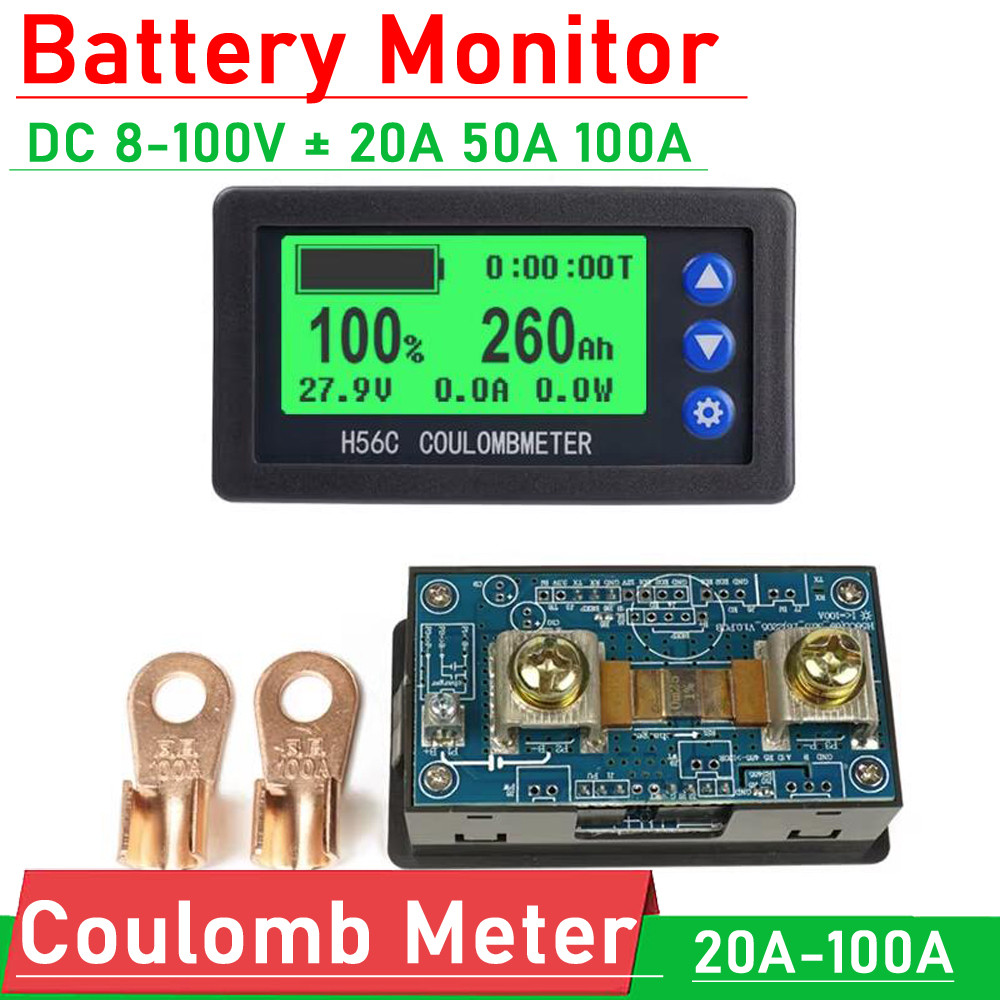 웃Battery Monitor Shunt Coulomb Meter DC100V 20A 50A 100A Lifepo4 lead ...