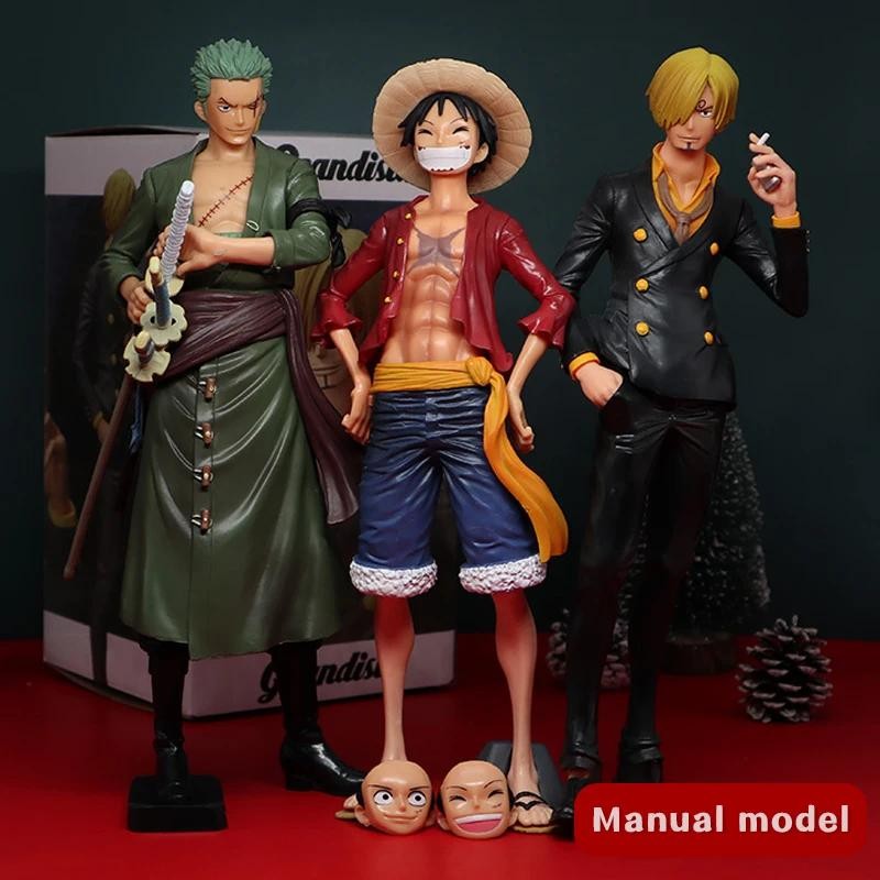 One Piece Anime Figurine Ros Luffy Roronoa Zoro Ace PVC Statue Action ...