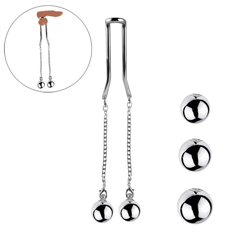 Stainless Steel Ball Stretcher Scrotum CBT Testicle Heavy Ball Weight ...