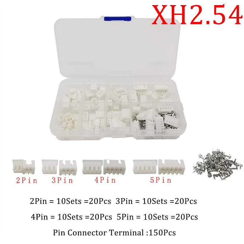230Pcs/Box XH2.54 JST Connector 2.54mm Pitch 2p 3p 4p 5pin Terminal Kit / Housing/Pin Header Wi ...