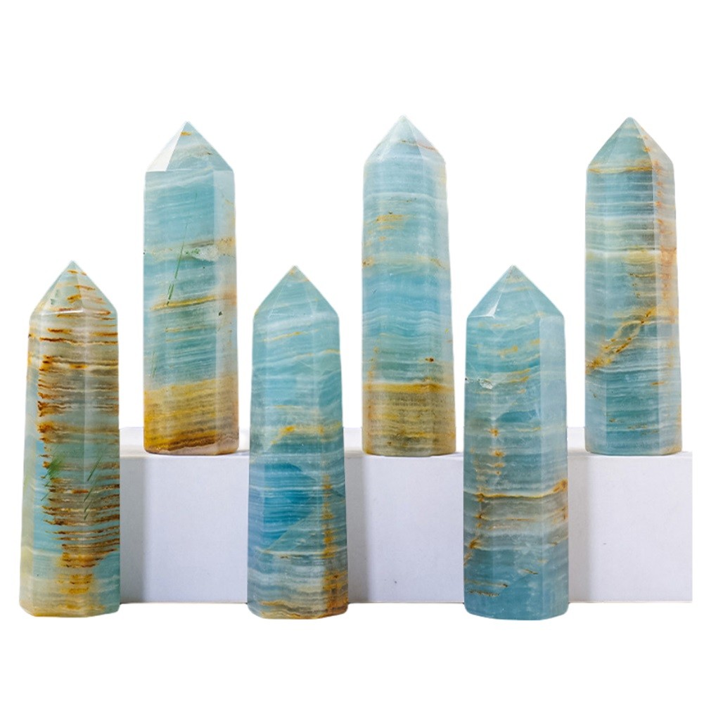 【1pc Calcite Crystal Wand Natural Hexagonal Column Crystal Tower Modern ...