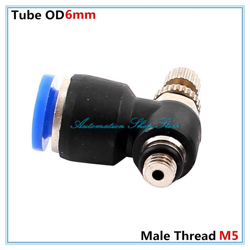 5Pcs (M5) 5mm Male Thread to 6mm Dia Tube Elbow Pneumatic Airflow Speed Controller Fittings Air ...