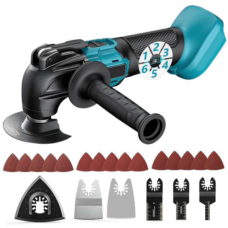 ⚖Brushless Cordless Oscillating Tool 6 Variable Speed Oscillating Multi Tool Kit For Cutting Woo ...