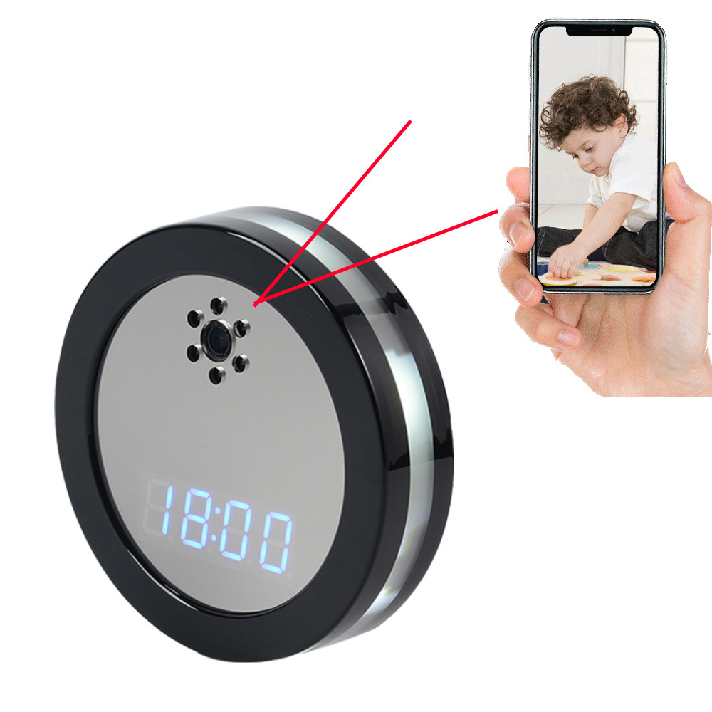 ۩Clock WiFi Mini Camera 1080P HD IP P2P Infrared Night Vision Alarm Two ...