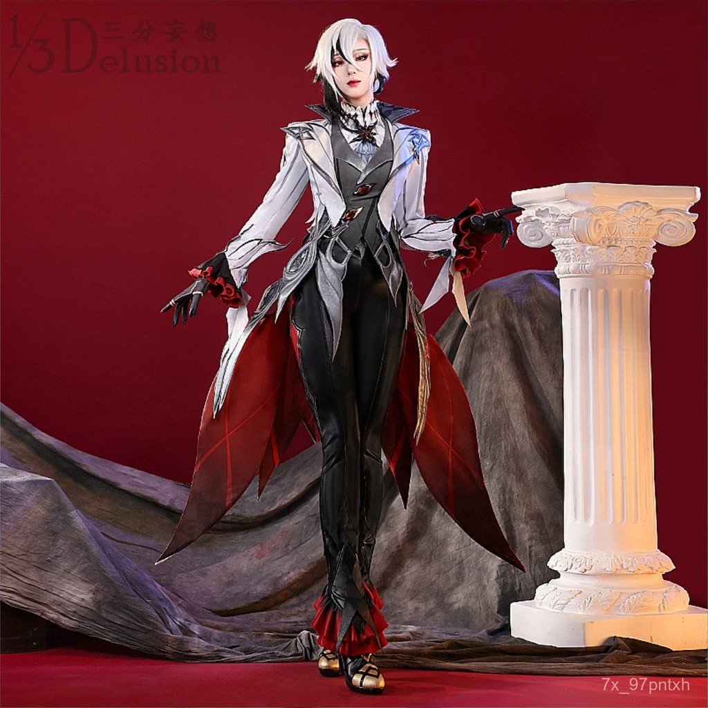 Custom Genshin Impact Arlecchino The Knave Cosplay Costume Full Set Wig ...