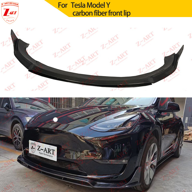 ⓥZ-ART Carbon Fiber Front Bumper Lip Spoiler Splitters For Tesla Model ...