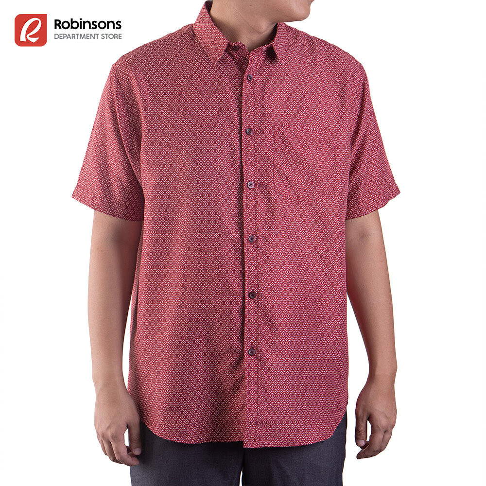 Executive Men's Patterned Woven Polo (Maroon) | Shopee Philippines
