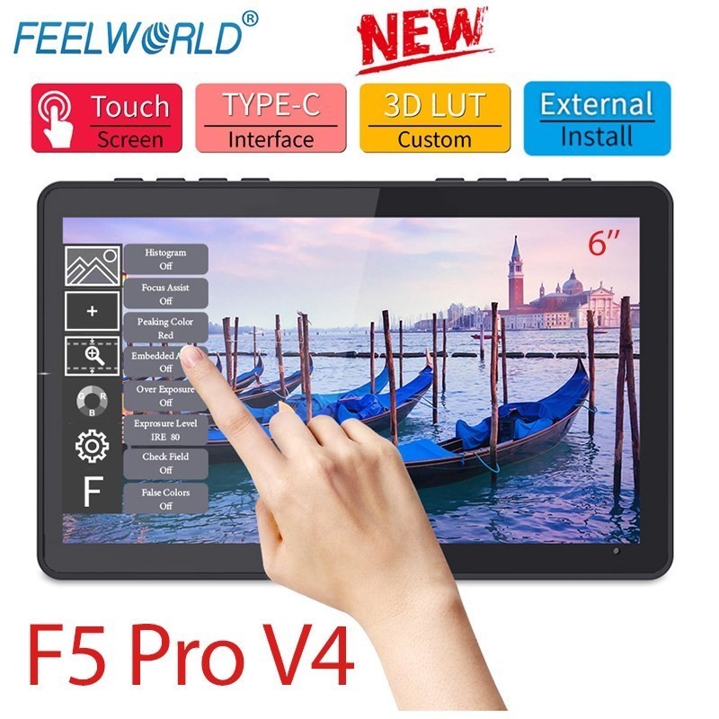 ♛FEELWORLD F5 Pro V4 6 Inch Touch Screen DSLR Camera Field Monitor with ...