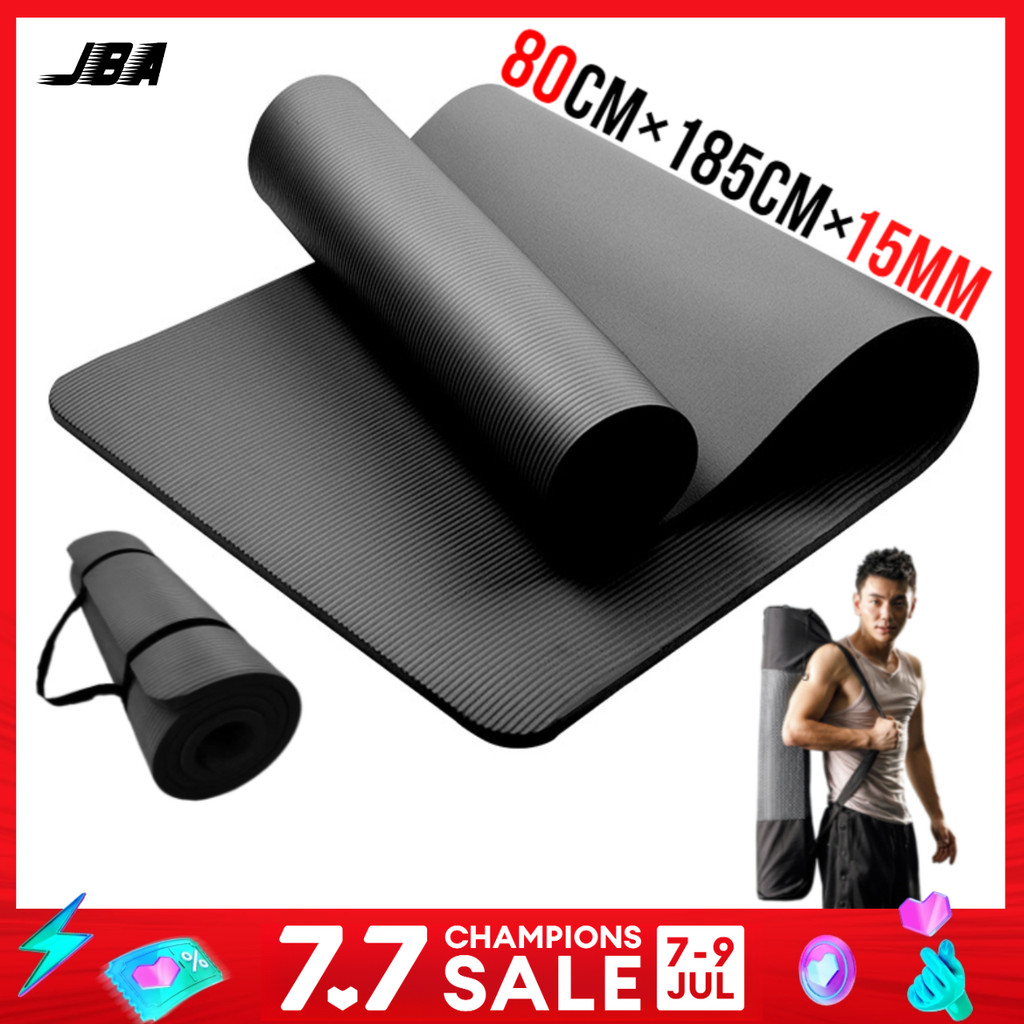 JBA Yoga Mat For Workout 15MM Thick Extra Wide 80cm Anti Tear With ...