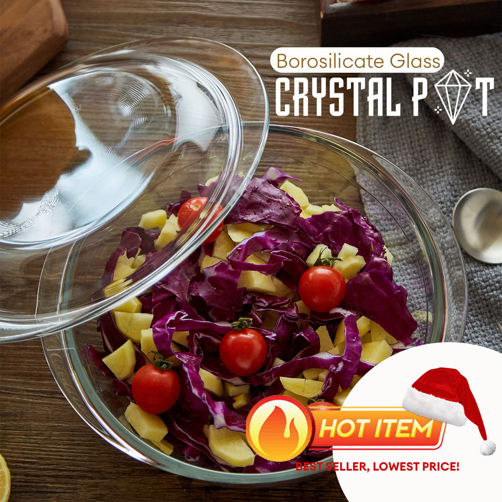 Locaupin Clear Borosilicate Glass Oven Safe Serving Casserole Dish ...