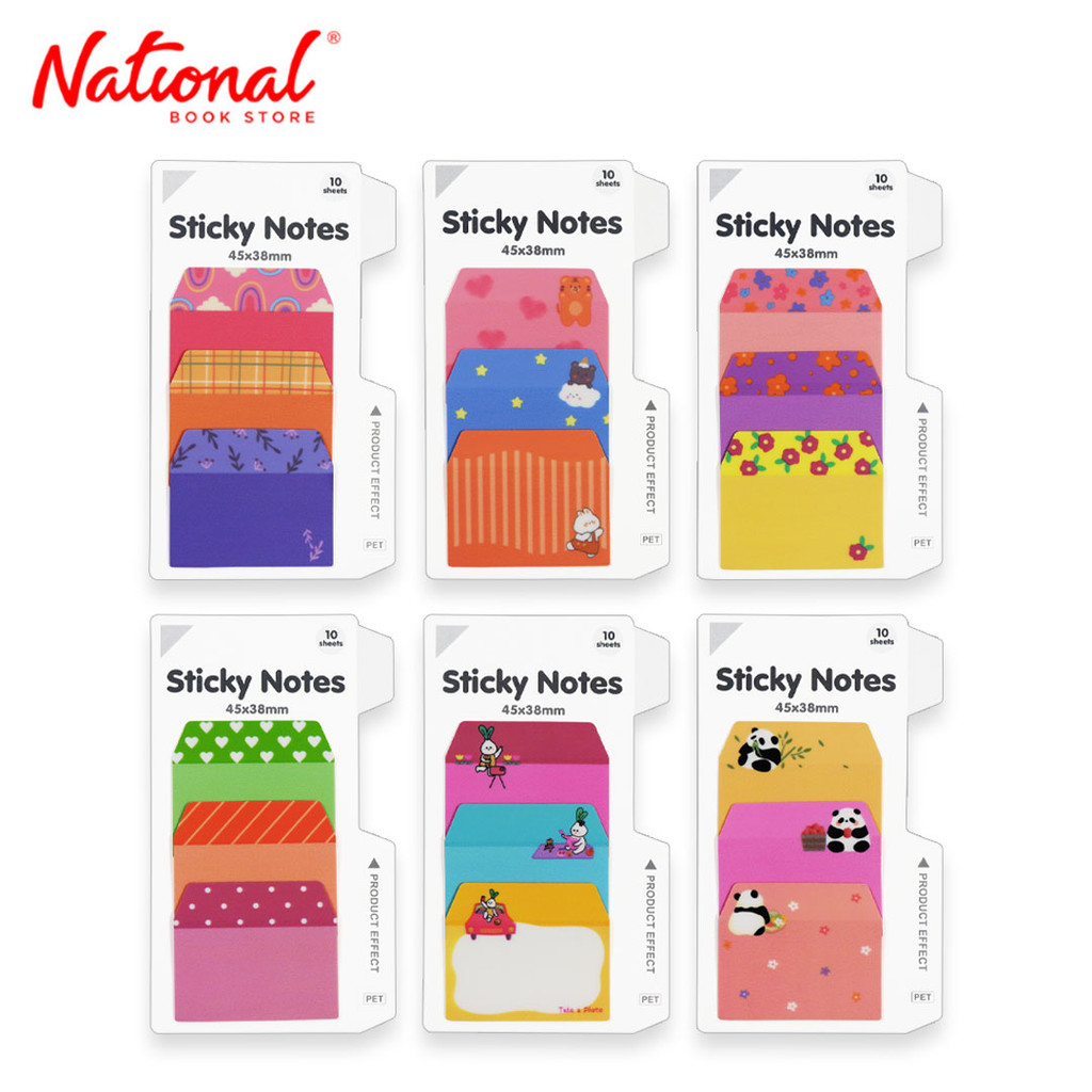 Sticky Notes Index Set 45x38mm 10 Sheets (design may vary) - School ...