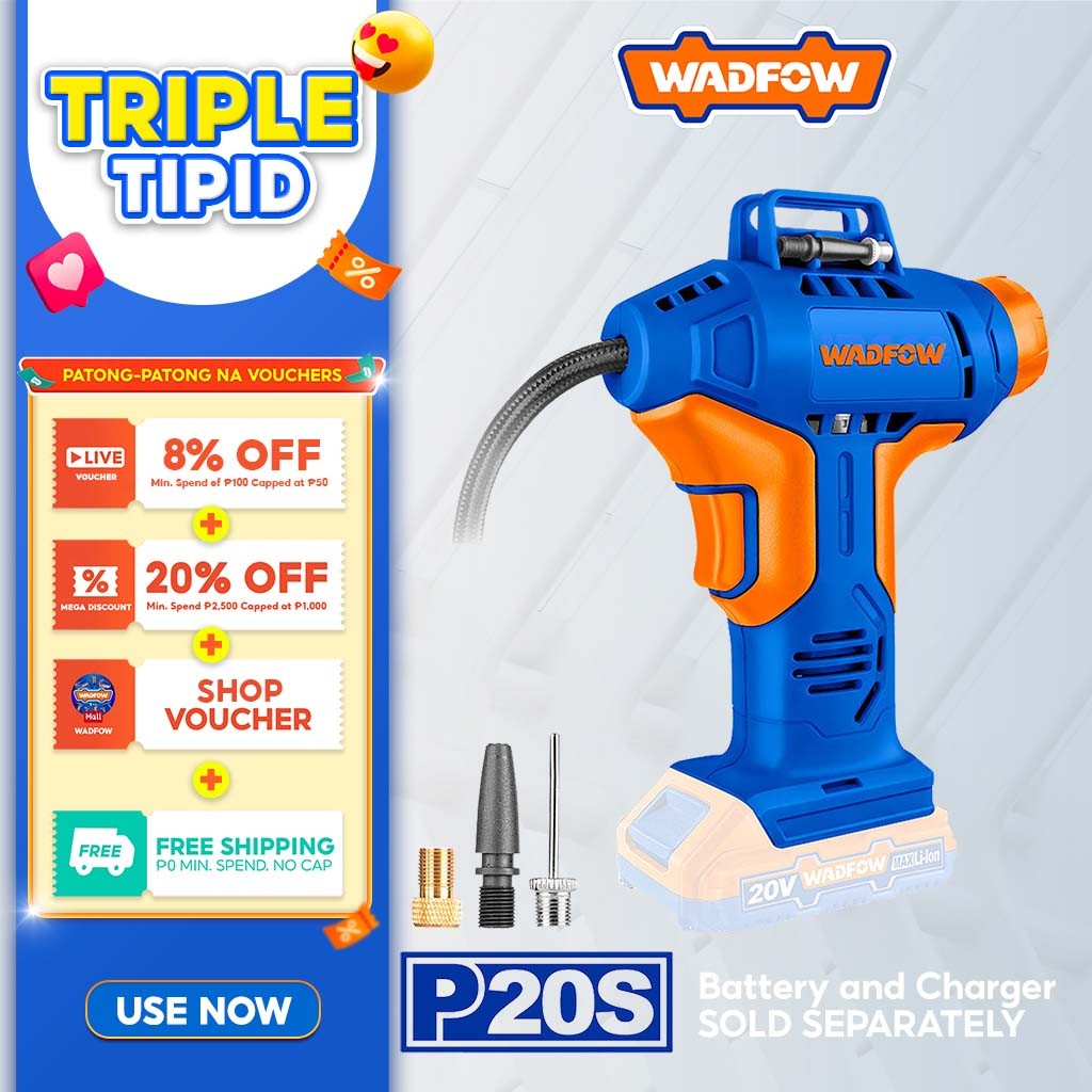 Wadfow WLN2520 P20 Series Lithium-Ion Cordless Auto Air Compressor ...