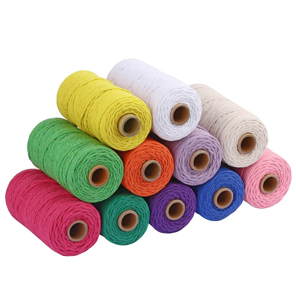 3mm 100m（328feet）/roll Macrame Cord Rope 4ply Cotton Yarn | Shopee ...