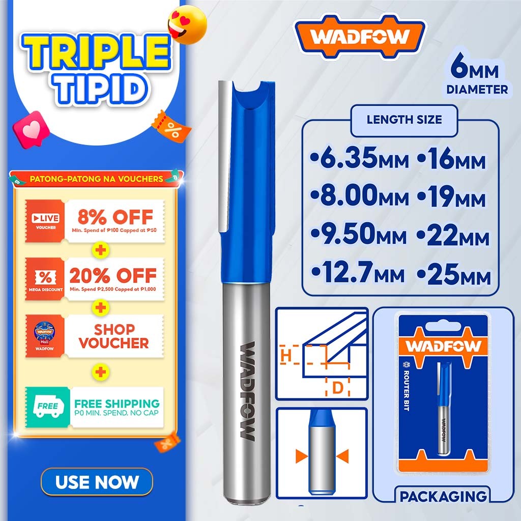 Wadfow 6.35mm-25mm Router Bit / Straight Bit Wood Milling Cutter SOLD ...