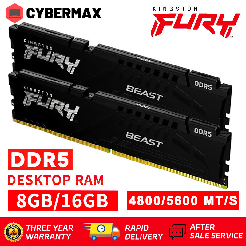 Kingston Fury Beast Desktop DDR5 RAM 8GB 16GB 4800MT/S 5600MT/S Gaming Memory For PC | Shopee ...