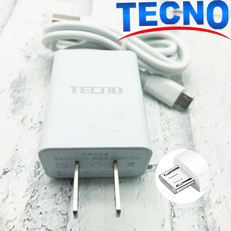 Original Fast Charger Tecno Charger 18W Micro USB/Type-C Cable 2In1 ...