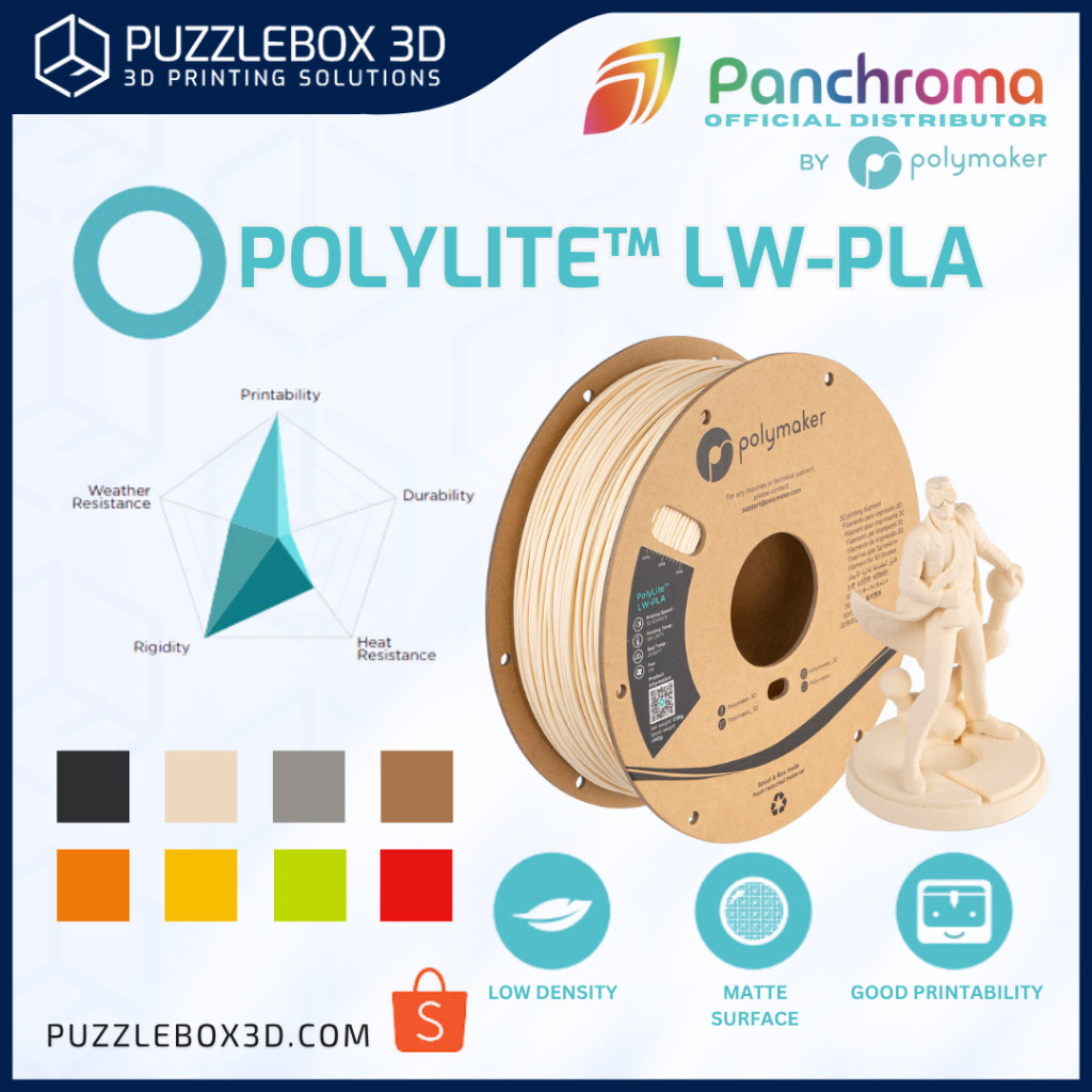 Polymaker PolyLite LW-PLA 3D Printer Filament Special Foamed PLA Designed to Print Lightweight ...