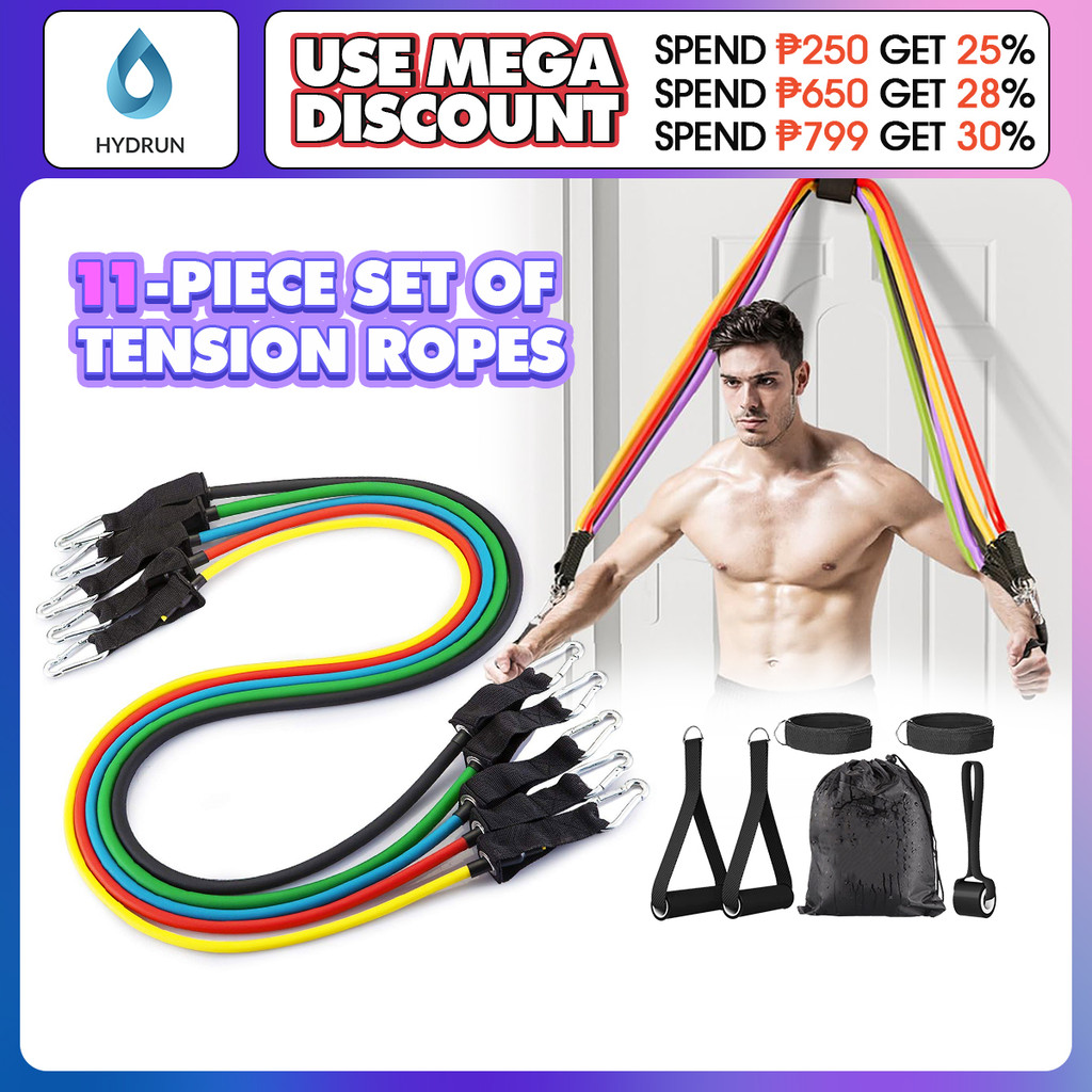 11-piece Tension Band 100 Pounds Resistance Rope Body Workout Yoga ...