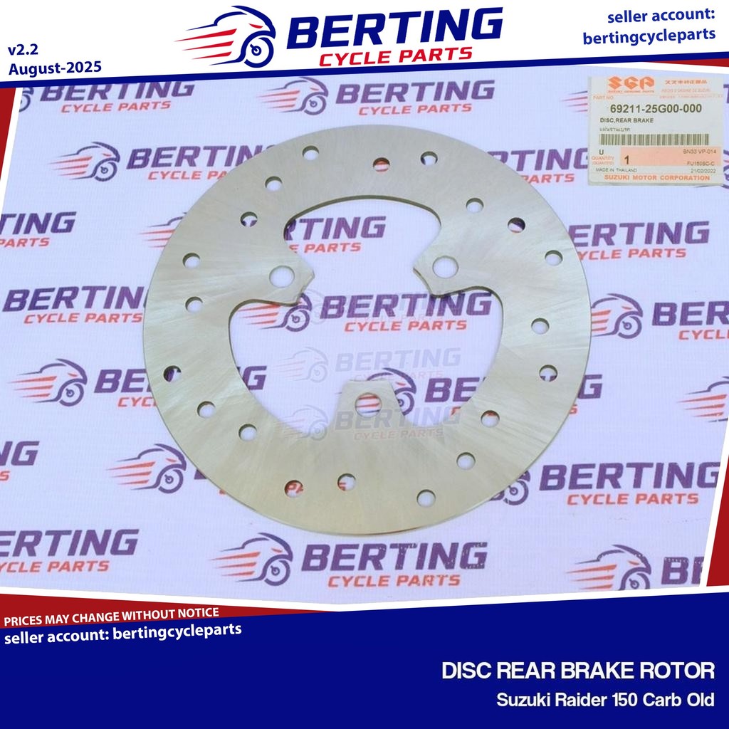 SGP REAR BRAKE DISC ROTOR Suzuki Raider 150 Carb Old Genuine 69211 ...