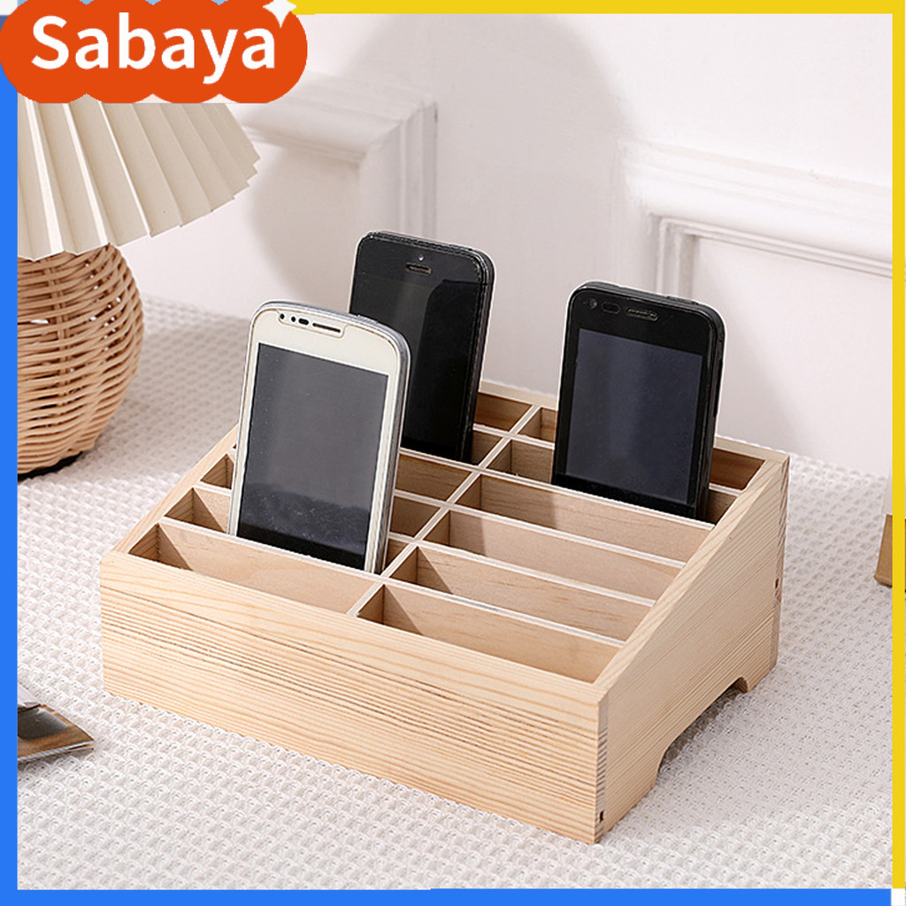 Mobile Phone Storage Box Free Standing Storage Box 12/16 Grids Wooden ...