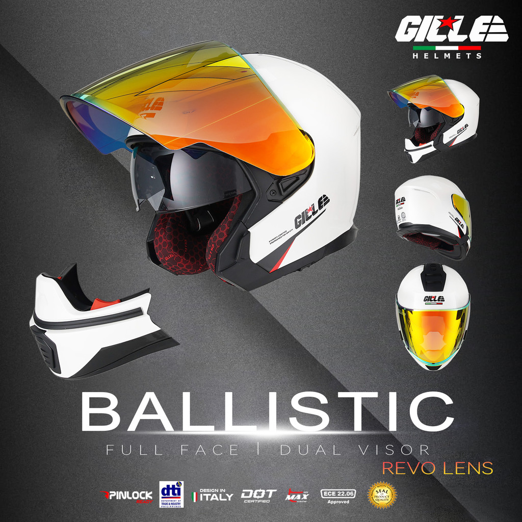 100%Original Gille 2020 BALLISTIC Modular Dual Visor full Face Retro ...