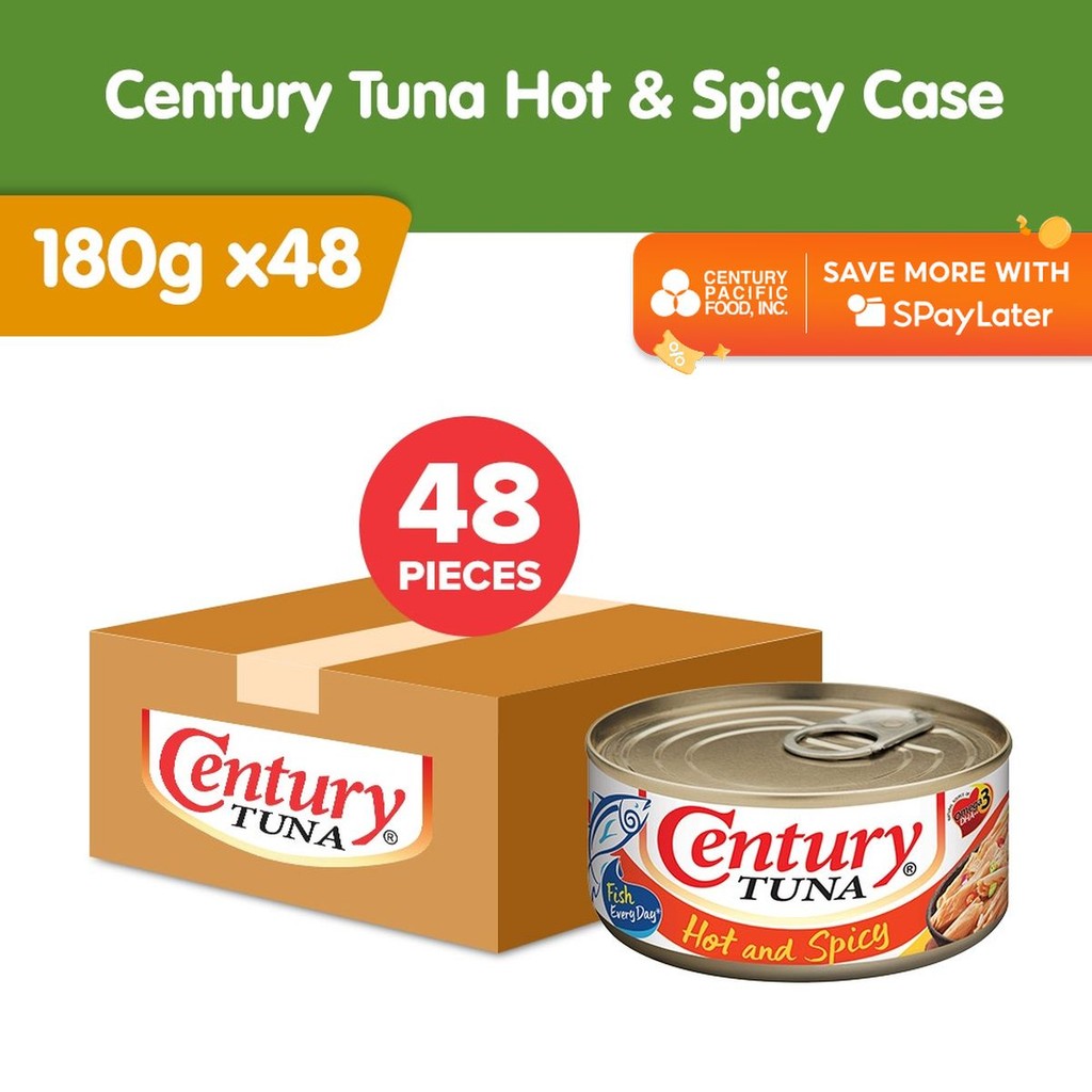 Century Tuna Flakes Hot & Spicy 180g (Case of 48pcs) - Protein, Omega 3 ...