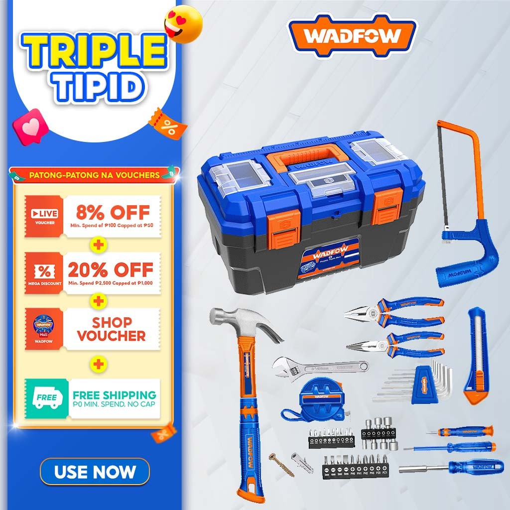 Wadfow 85Pcs Hand tools Household Tool Set With 16" Plastic Tool Box Heavy Duty | Shopee Philippines