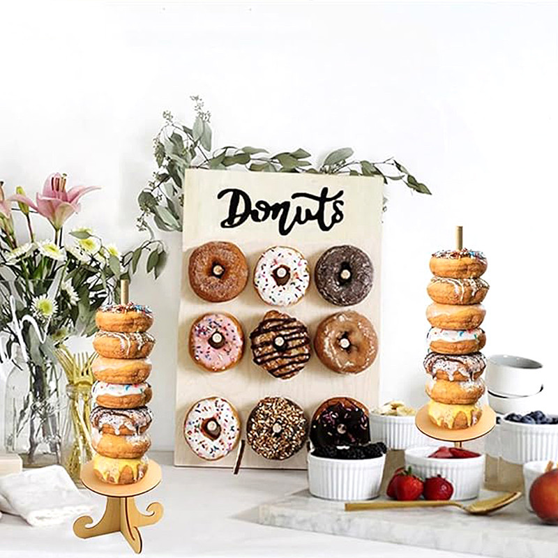 Wooden Donut Wall Display Stand Doughnut Holder Wedding Birthday Decor ...