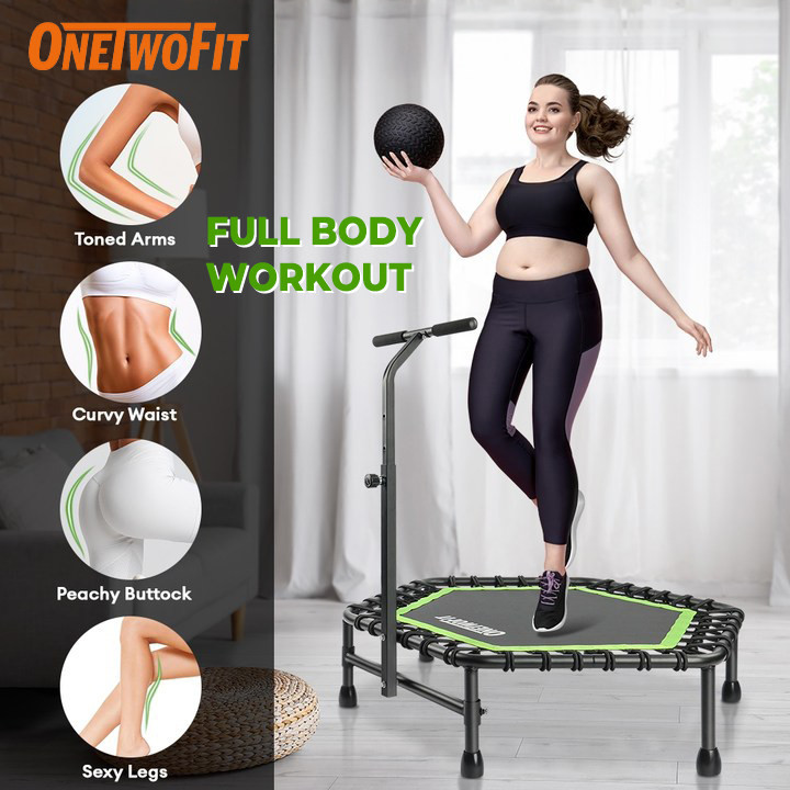 OneTwoFit Trampoline with Adjustable Elastic Rope Trampoline Fitness ...