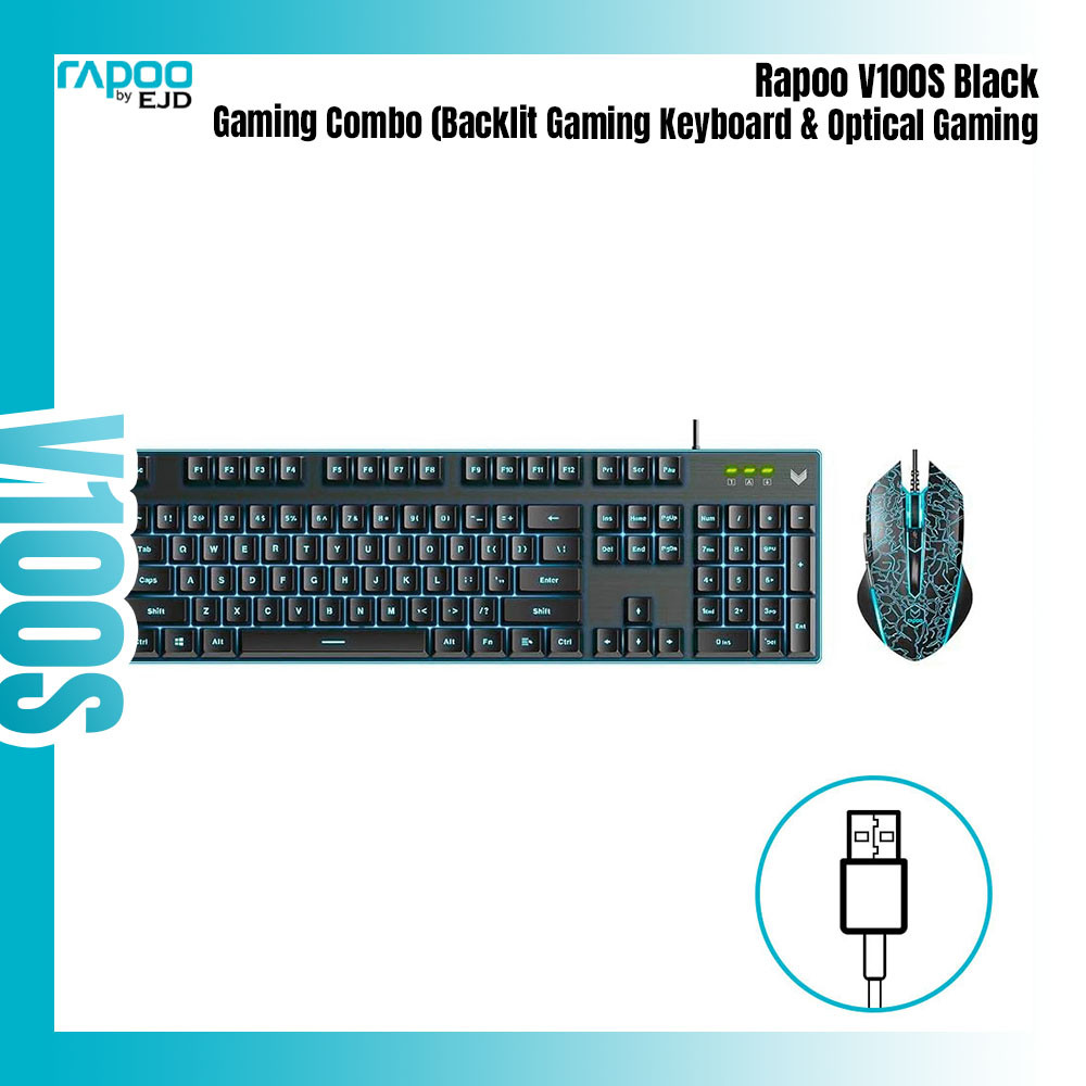 Rapoo V100s Black Gaming Combo (Backlit Gaming Keyboard & Optical Gaming Mouse) | Rapoo by EJD ...