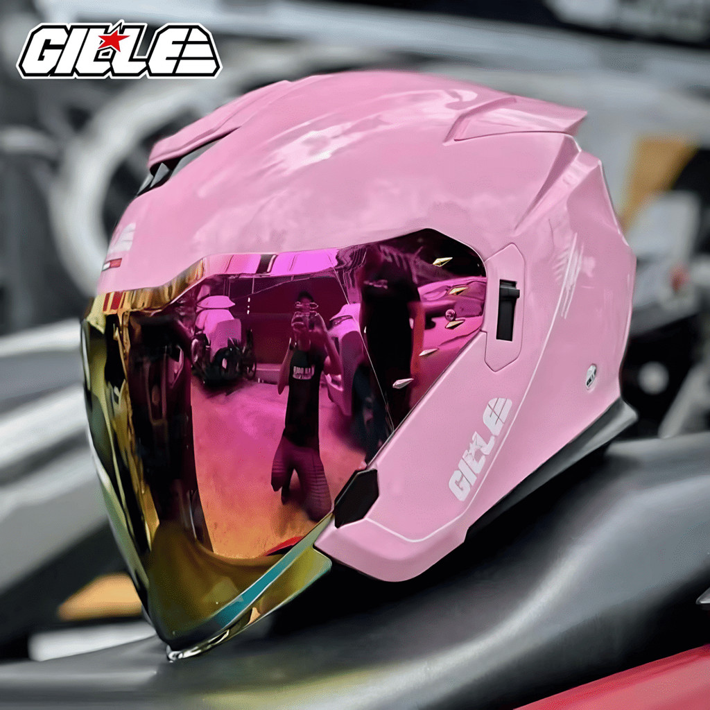 𝟭𝟬𝟬%𝗢𝗥𝗜 GILLE VISAGE FF005 Half Face Helmet Dual visor For Motorcycle ...