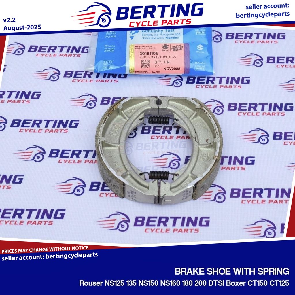 BRAKE SHOE WITH SPRING Rouser NS125 135 NS150 NS160 180 200 DTSI Boxer ...