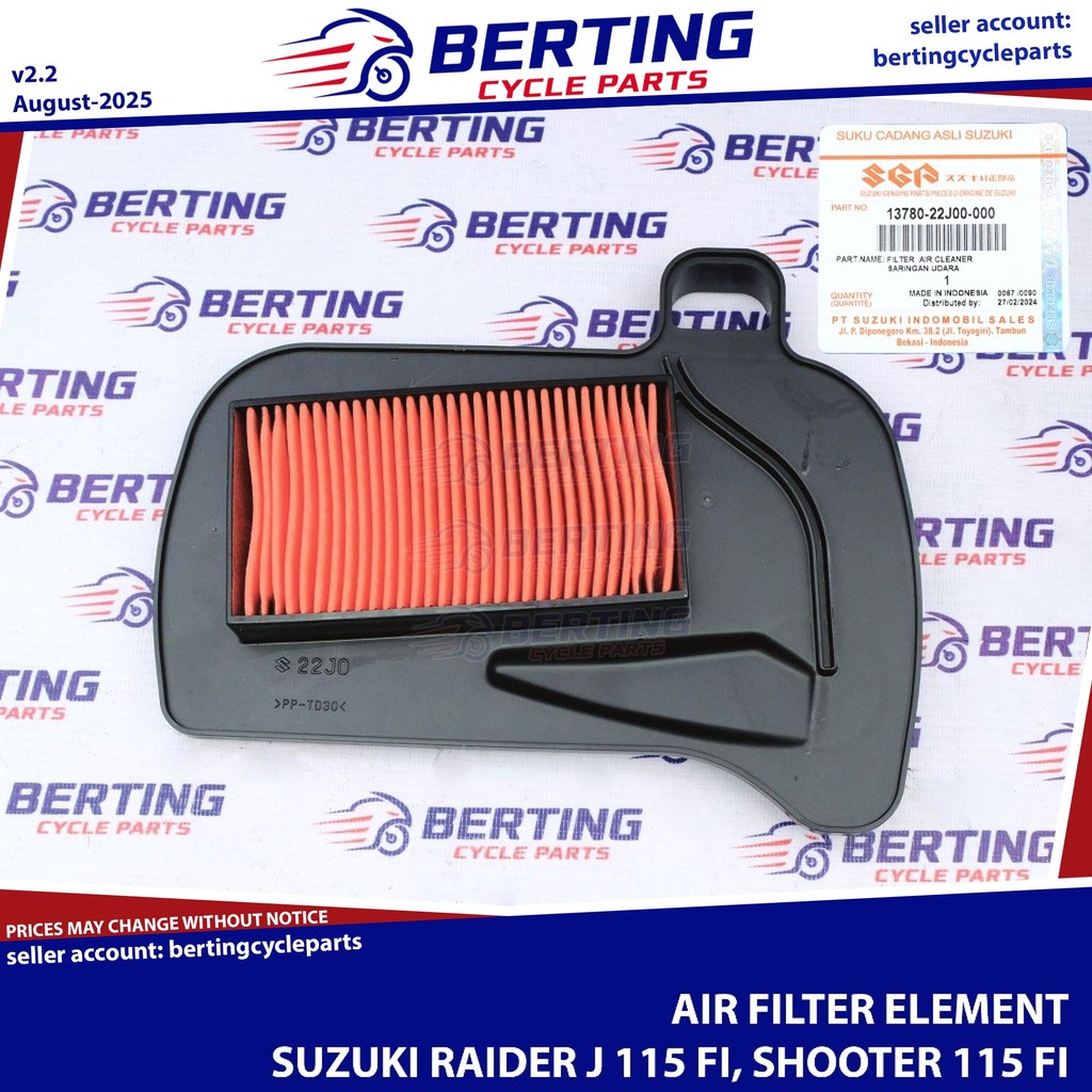 SGP AIR FILTER ELEMENT Suzuki Raider J 115 FI Shooter 115 FI Smash FI ...
