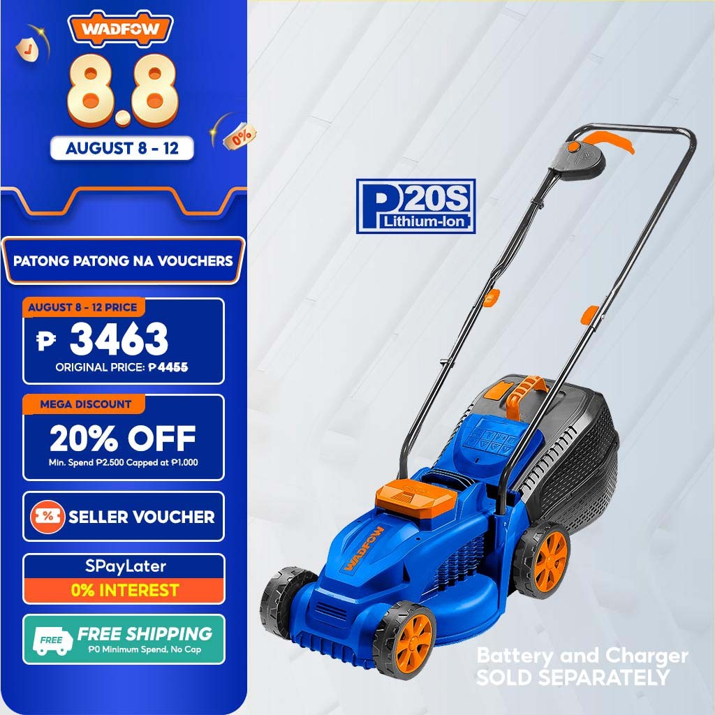 Wadfow P20 Series Li-Ion 20V Cordless Lawn Mower Cutter Hand Push Type ...