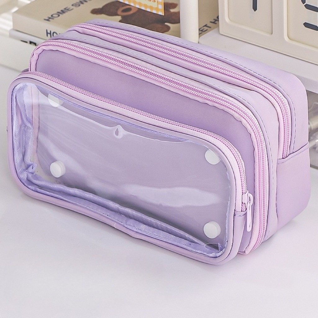 【XMT】Large Capacity Pencil Case Transparent Compartment Detachable Pain ...
